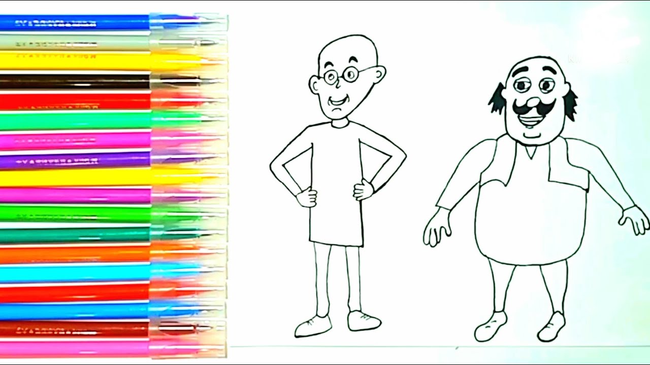 Motu Patlu Drawing With Coloring | Easy Drawing For Kids | Colours Name ...