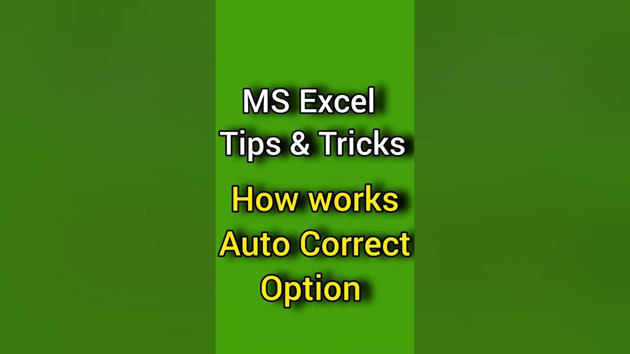 AutoCorrect In Excel| Auto Correction off in excel | #exceltech #microsoftoffice #exceltips # ...