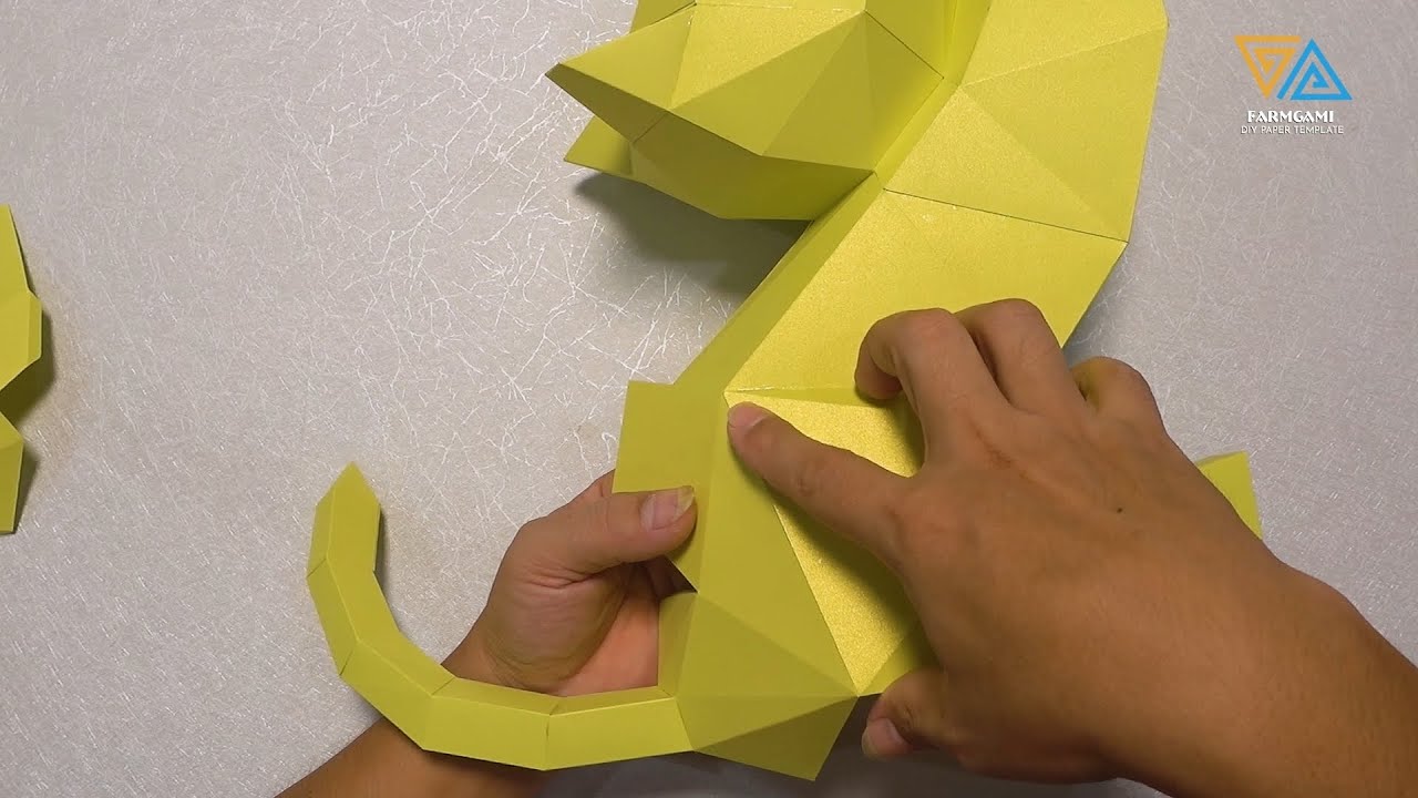 Making Baby Cat paper model - FarmGami - Handmade 3D PaperCraft - YouTube