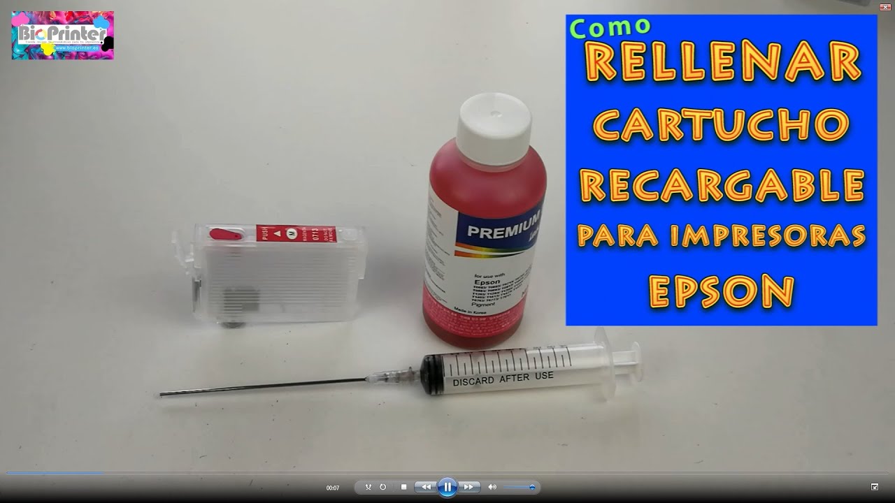 RELLENAR DE TINTA UN CARTUCHO RECARGABLE EN MENOS DE 1 MINUTO. FÁCIL Y ...
