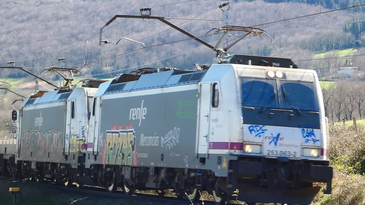 Trenes Renfe Mercancías y Captrain en Tertanga Marzo 2024 - YouTube