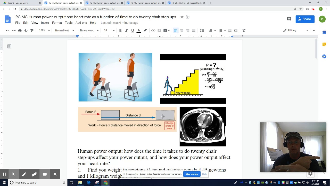 sample calculation for human power output and heart rate experiment ...