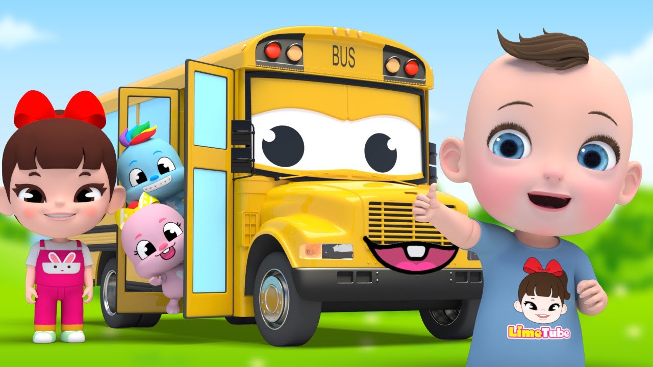 Yellow School Bus | Wheels On The Bus Nursery Rhymes Playground Color ...