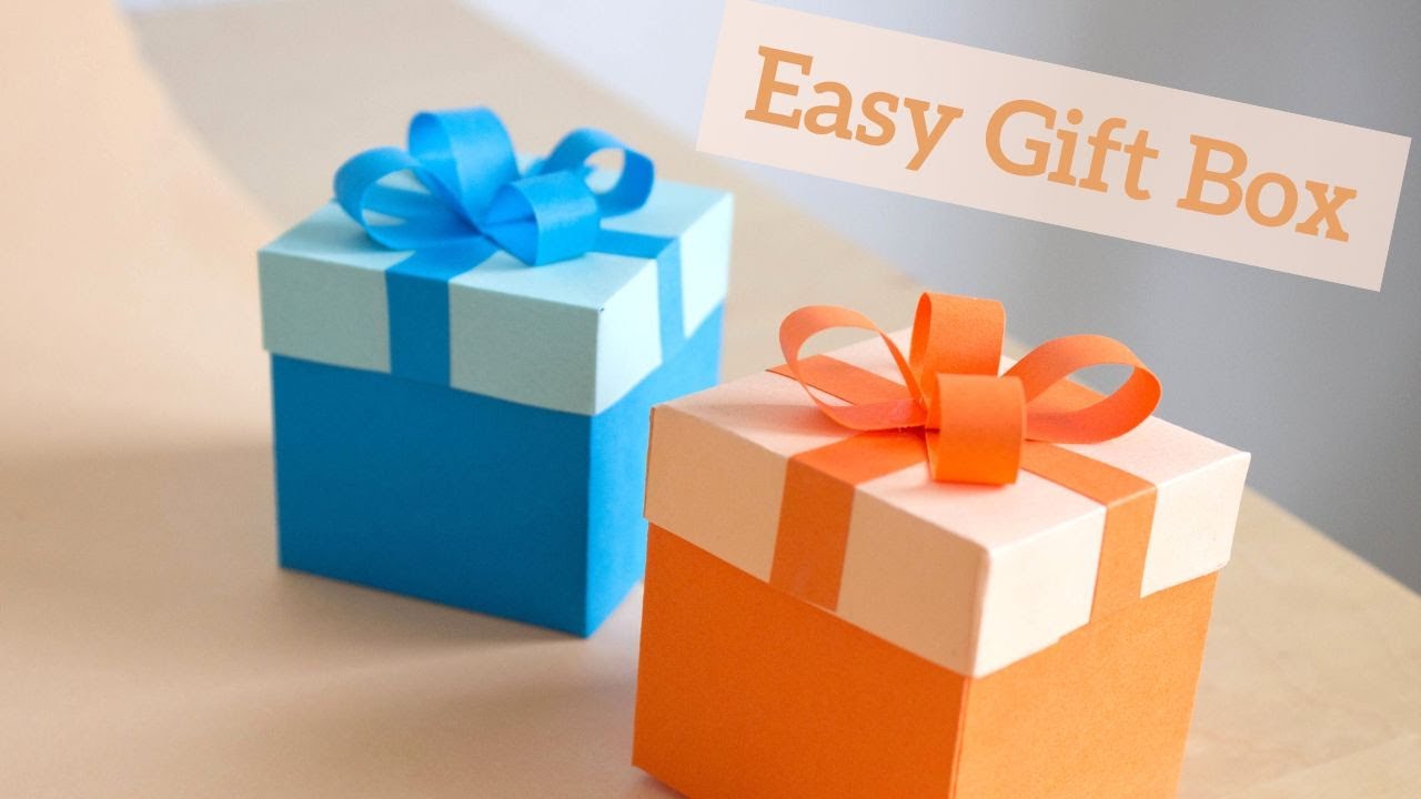 Paper Gift Box with Lid and Bow | DIY Paper Gift Tutorial - YouTube