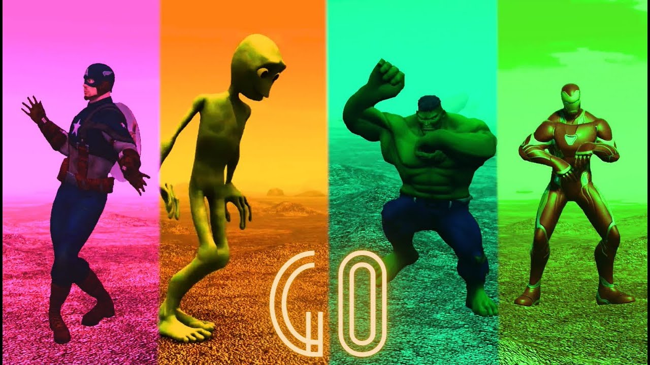 Musical challenge between Captain America vs Green Alien vs Hulk vs ...