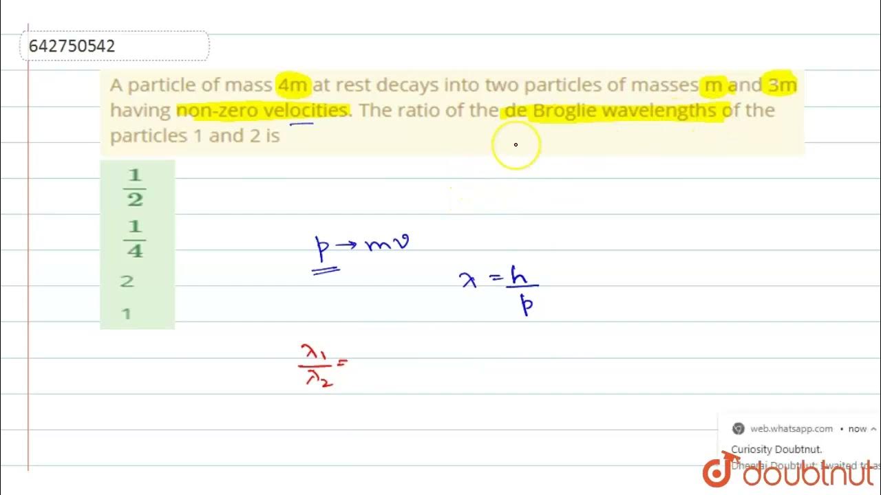 A particle of mass 4m at rest decays into two particles of masses m and 3m having non-zero veloc ...