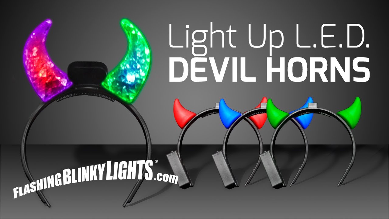 Light Up L.E.D. Devil Horns from FlashingBlinkyLights.com - YouTube