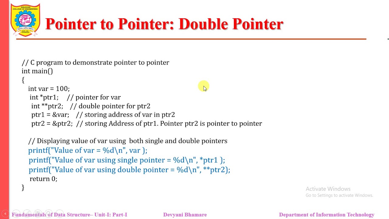 Pointer To Pointer Double Pointer Youtube 1885