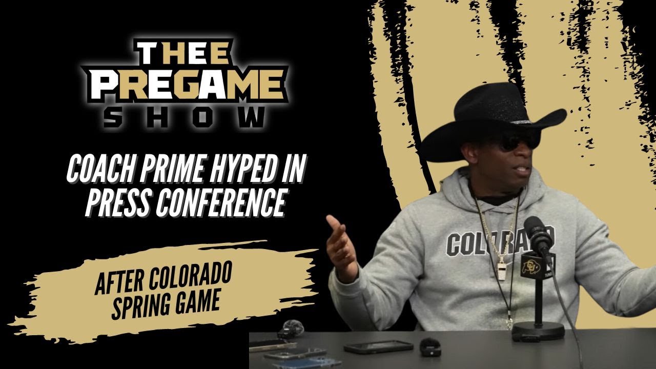 Coach Prime Hyped in Press Conference after Colorado Spring Game - YouTube