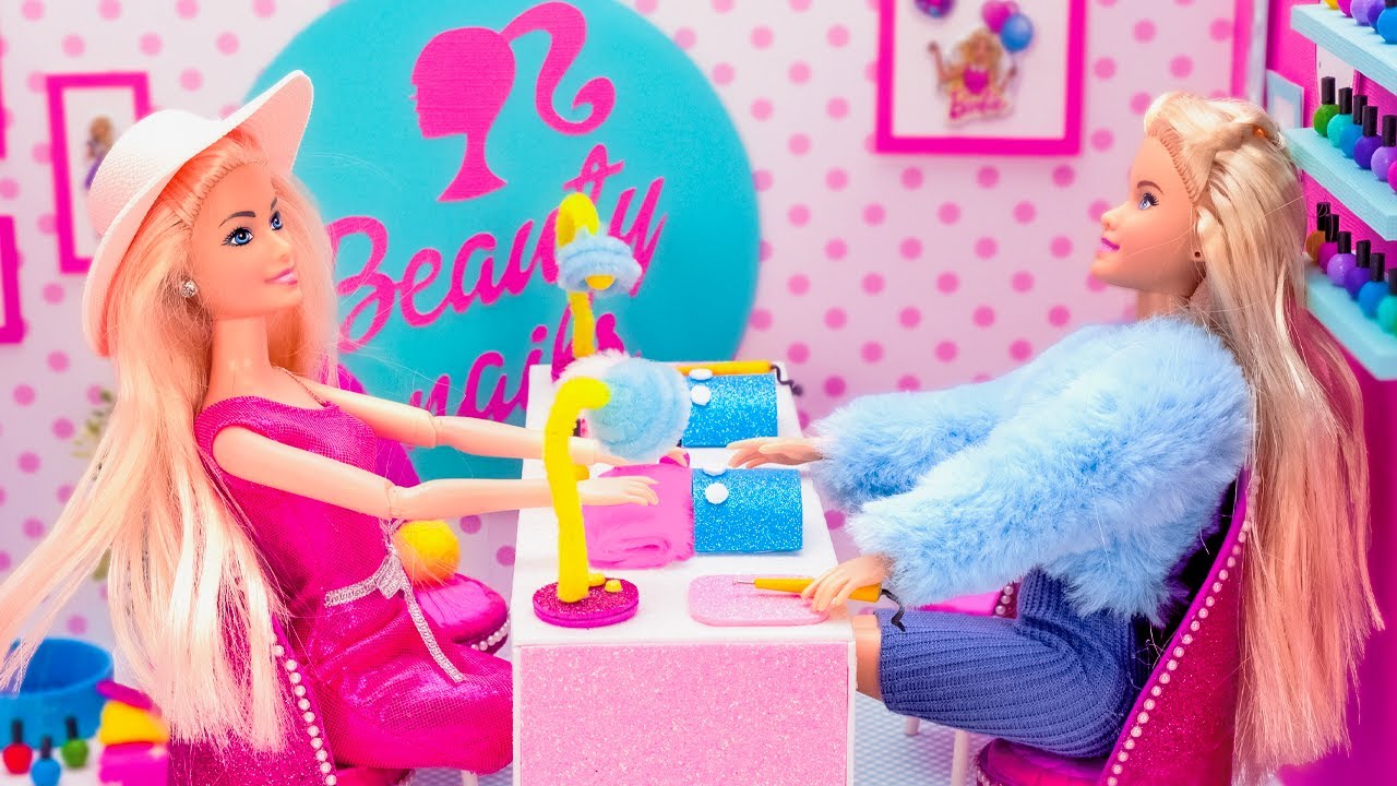 Barbie Nail Makeover! 🎀 Build a Mini Salon (DIY Tutorial) - YouTube