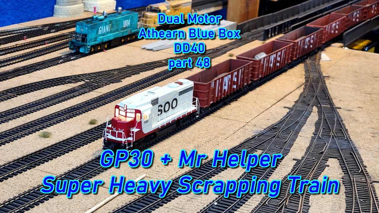 Dual Motor DD40 48 GP30 and Mr Helper super heavy scrapping train - YouTube