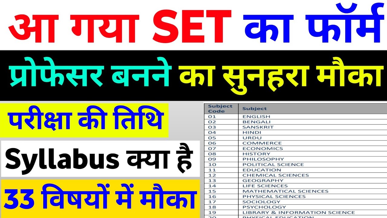 आ गया SET का फॉर्म | SET Form Full Notification Details | Set exam ...