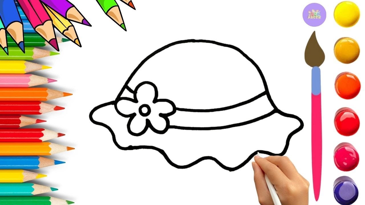 How To Draw cute hat Drawing, Painting & Coloring For Kids and Toddlers ...