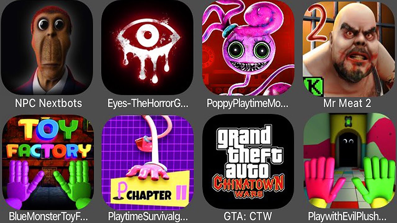 NPC Nextbots Obunga,Eyes Horror,Poppy 2,Mr Meat 2,Blue Monster,Playtime ...