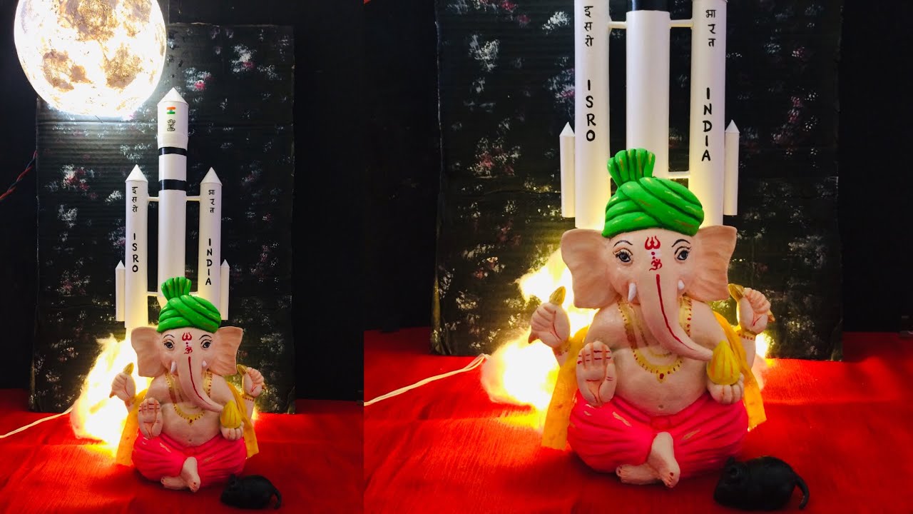 How to Make Chandrayaan 3 Ganpati decoration | Ganpati decoration ideas ...