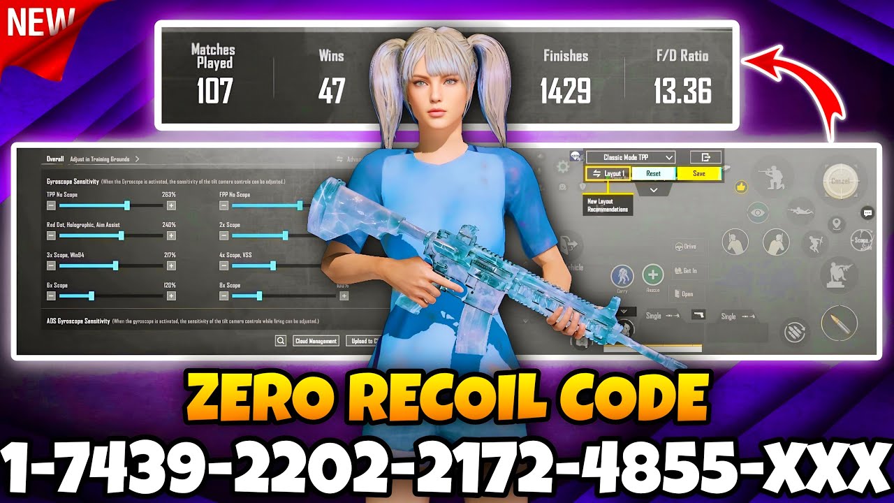 BGMI 2024 NO RECOIL/ZERO RECOIL SENSITIVITY CODE | BGMI BEST ...