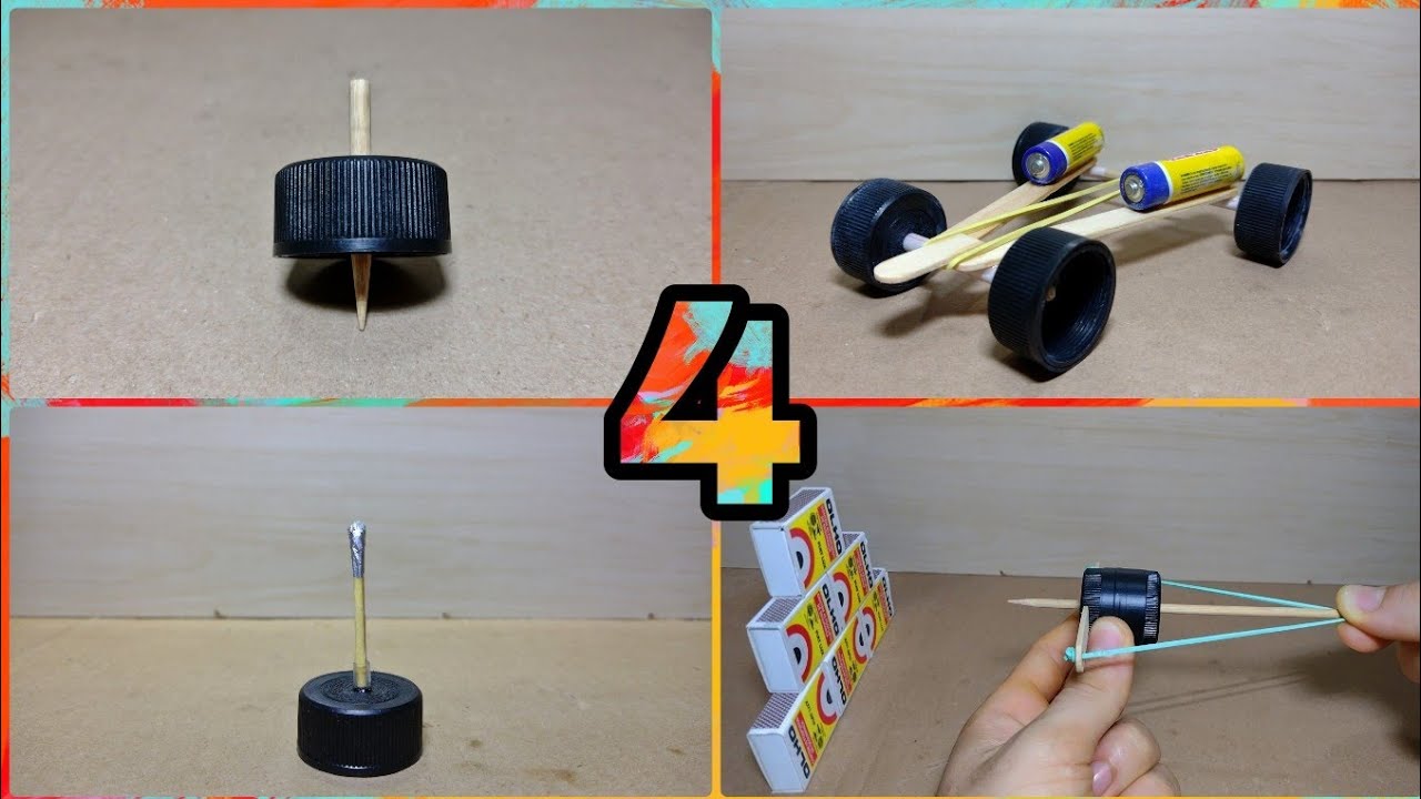 4 Toys Made with Bottle Caps - YouTube