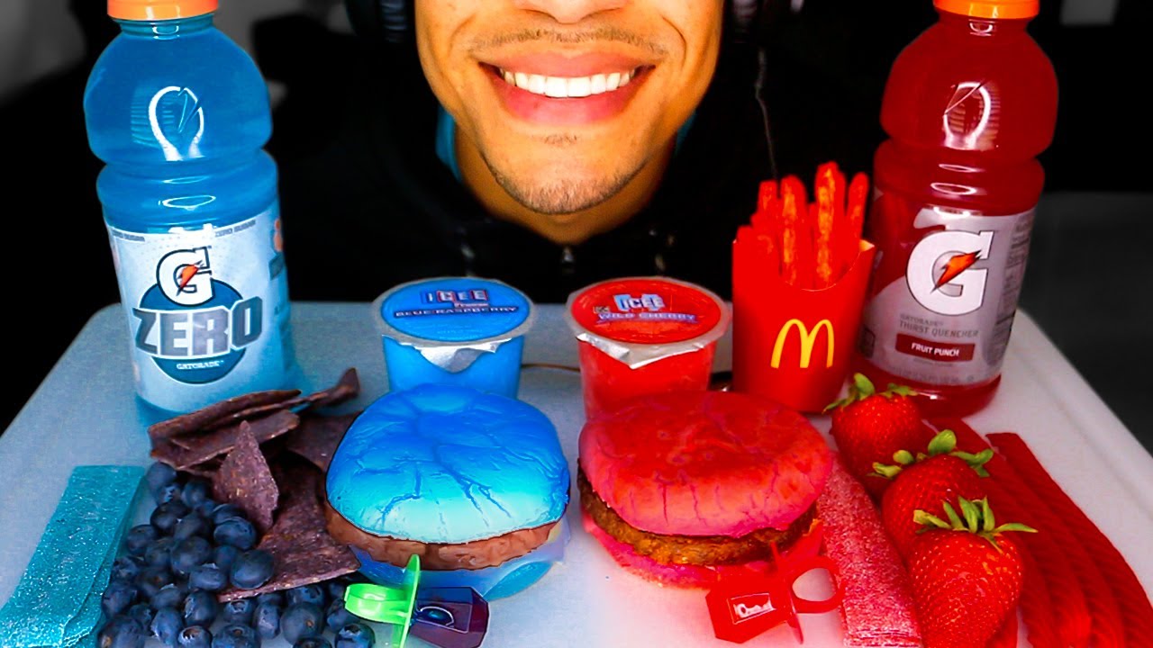 ASMR RED FOOD VS BLUE FOOD MUKBANG EATING SHOW CHALLENGE MOUTH SOUNDS ...