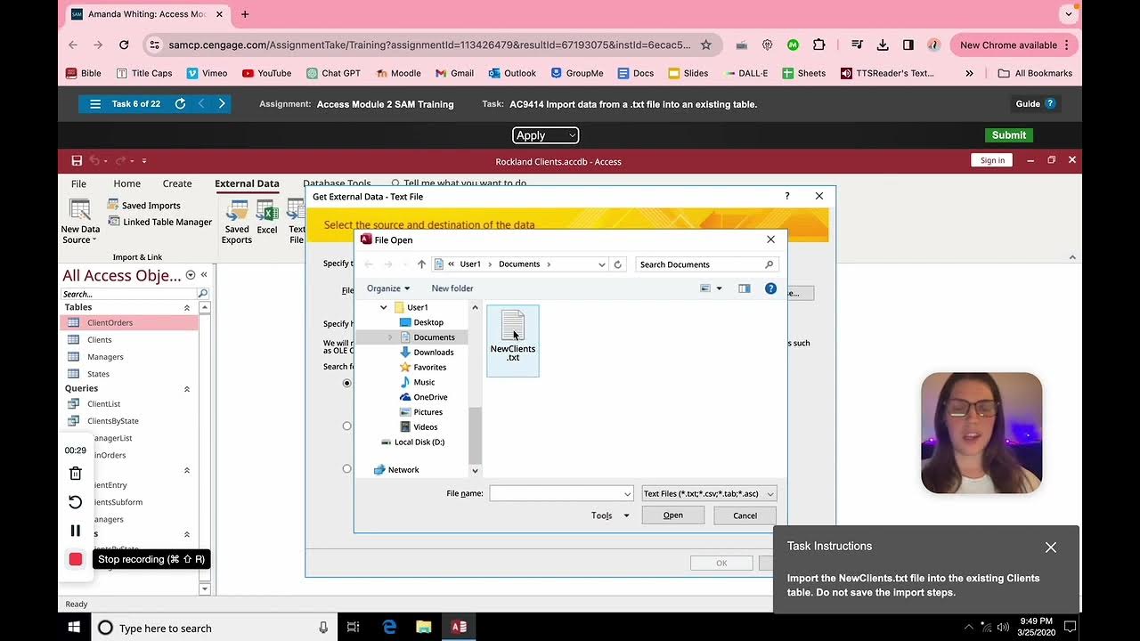 How to Import Data From a .txt File Into an Existing Table Microsoft Office - YouTube