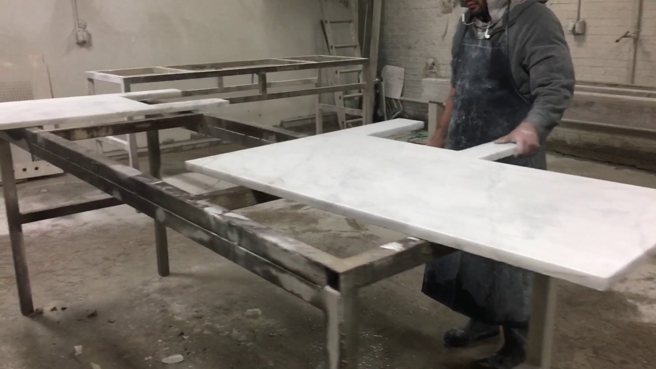 Carrera Marble Countertop Factory Fabrication for An Orange Moon ...