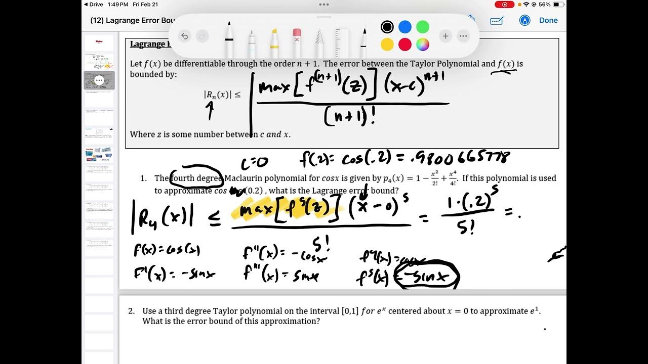 10.12 Lagrange Error Bound Part 1 - YouTube