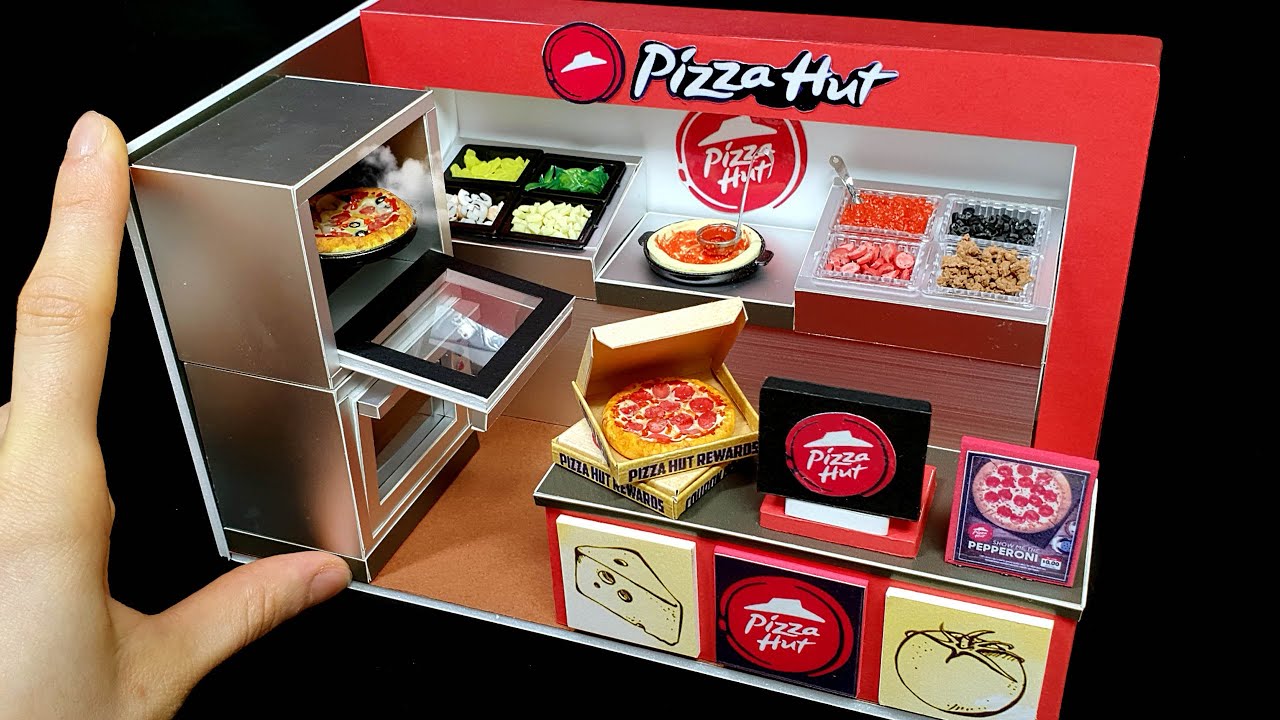 DIY Miniature Realistic Pizza Hut Board shop # - Build Amazing Pizza ...