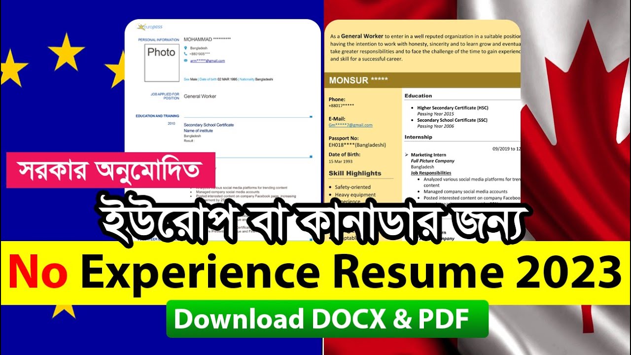 How to write European format resume with No Experience in 2023 | Europe ...