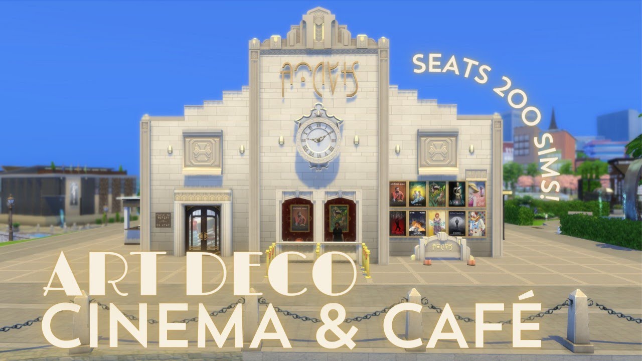 Art Deco Movie Theater for 200 Sims🍿 The Sims 4 Speed Build - YouTube