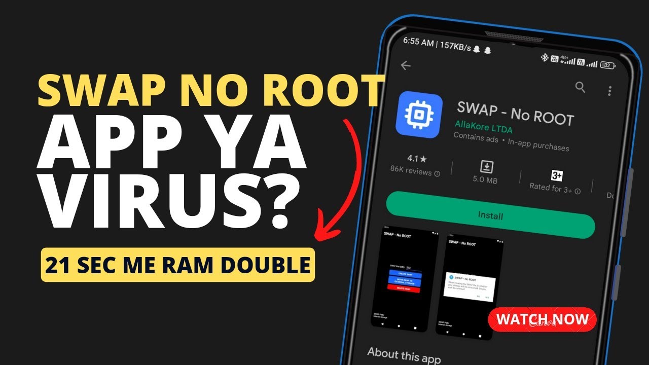 12GB | Increase Ram In Your Old Mobile Phones • No Root • Swap App 🔥😵 ...