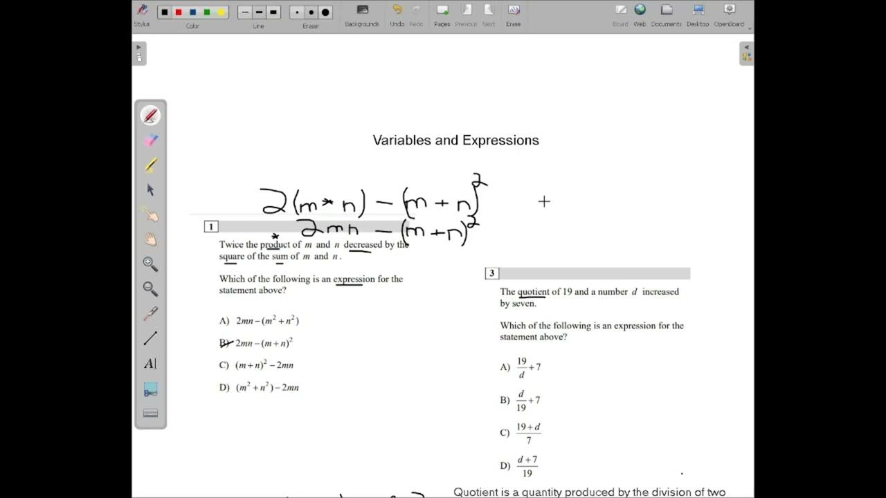 SAT Math Variables and expressions practice - YouTube