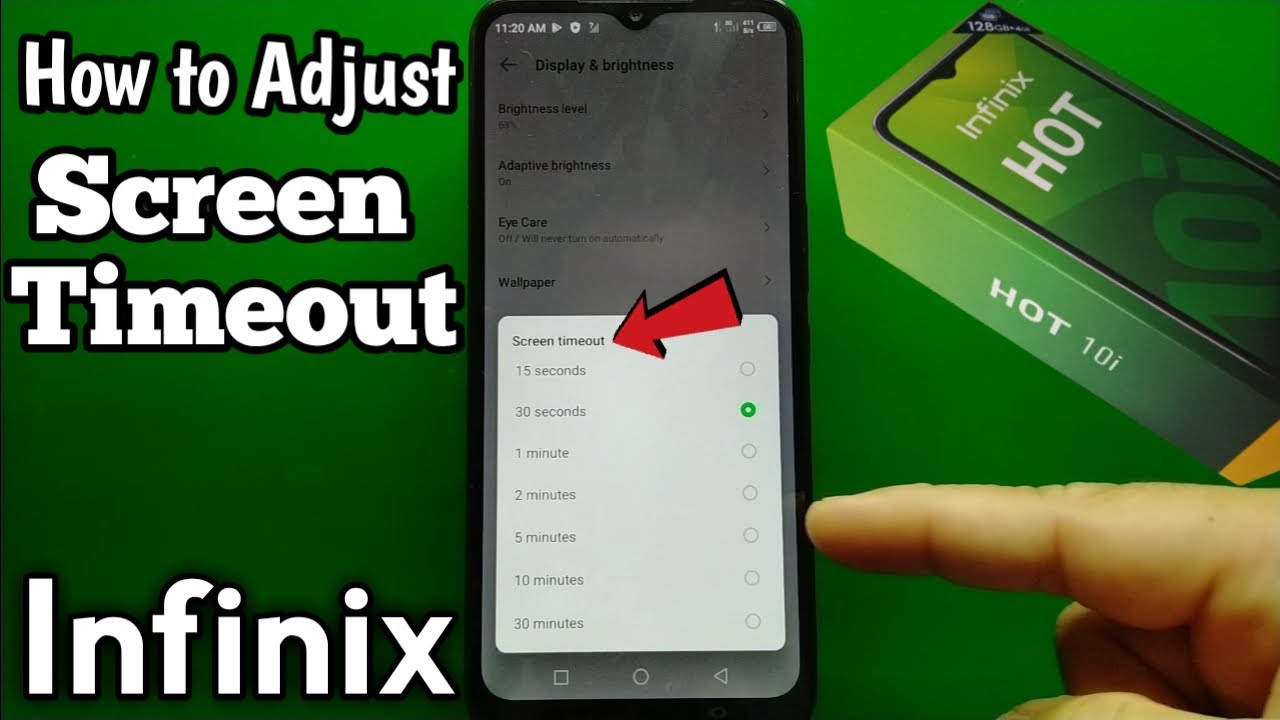 How to adjust screen timeout on Infinix Hot 10i - YouTube