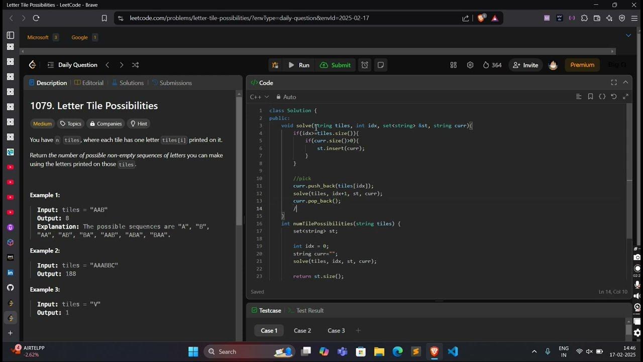 1079. Letter Tile Possibilities || Leetcode Daily || Permutation + Pick Not Pick || Solved By ...