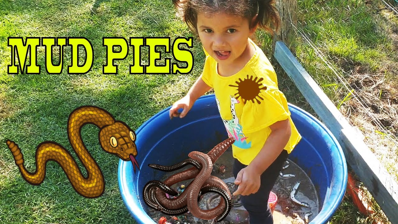 Zoe Makes A Giant Mud Pie With Worms And Snakes YUM! - YouTube
