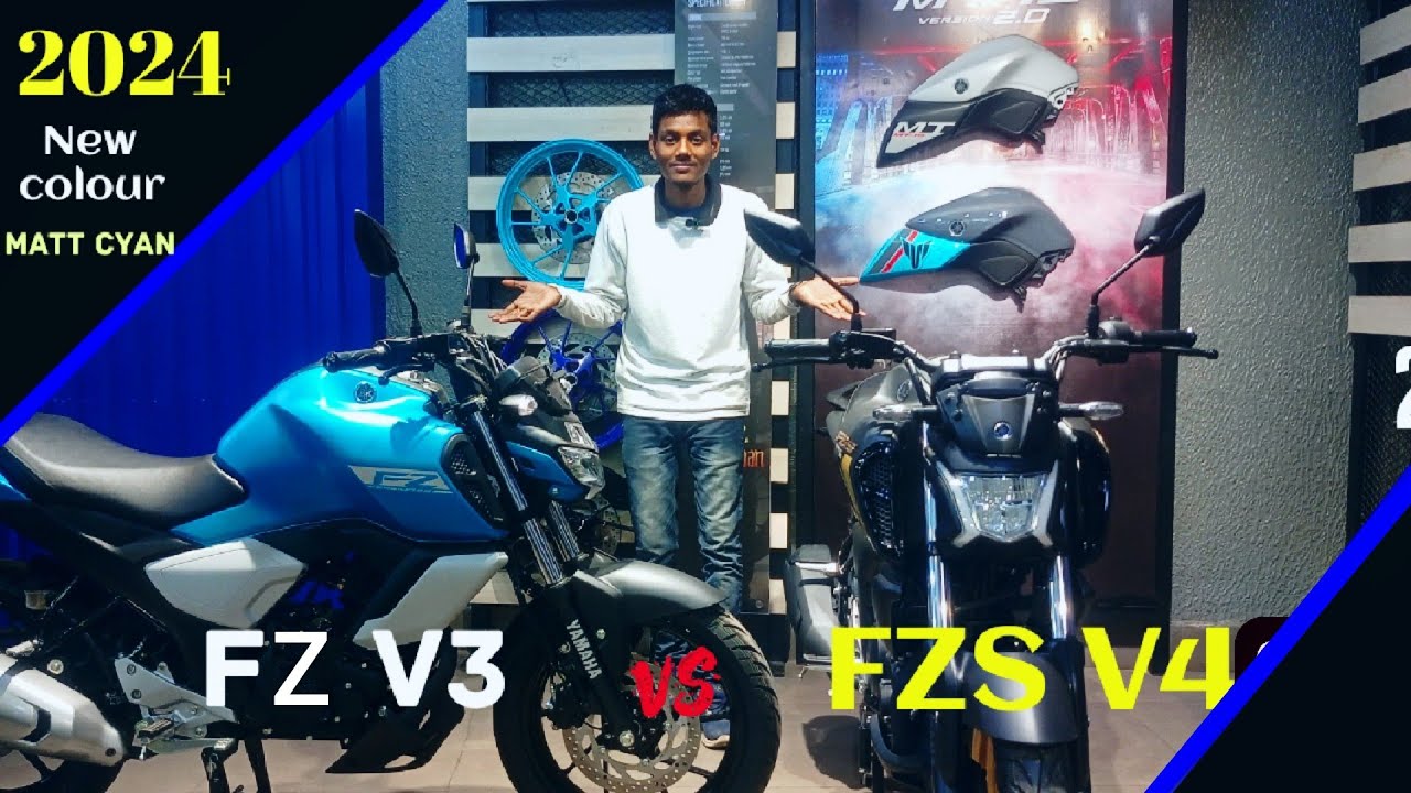 YAMAHA FZ V3 FZS V4 NEW COLOUR MATT CYAN & MATT BLACK 2024 TOTAL REVIEW ...