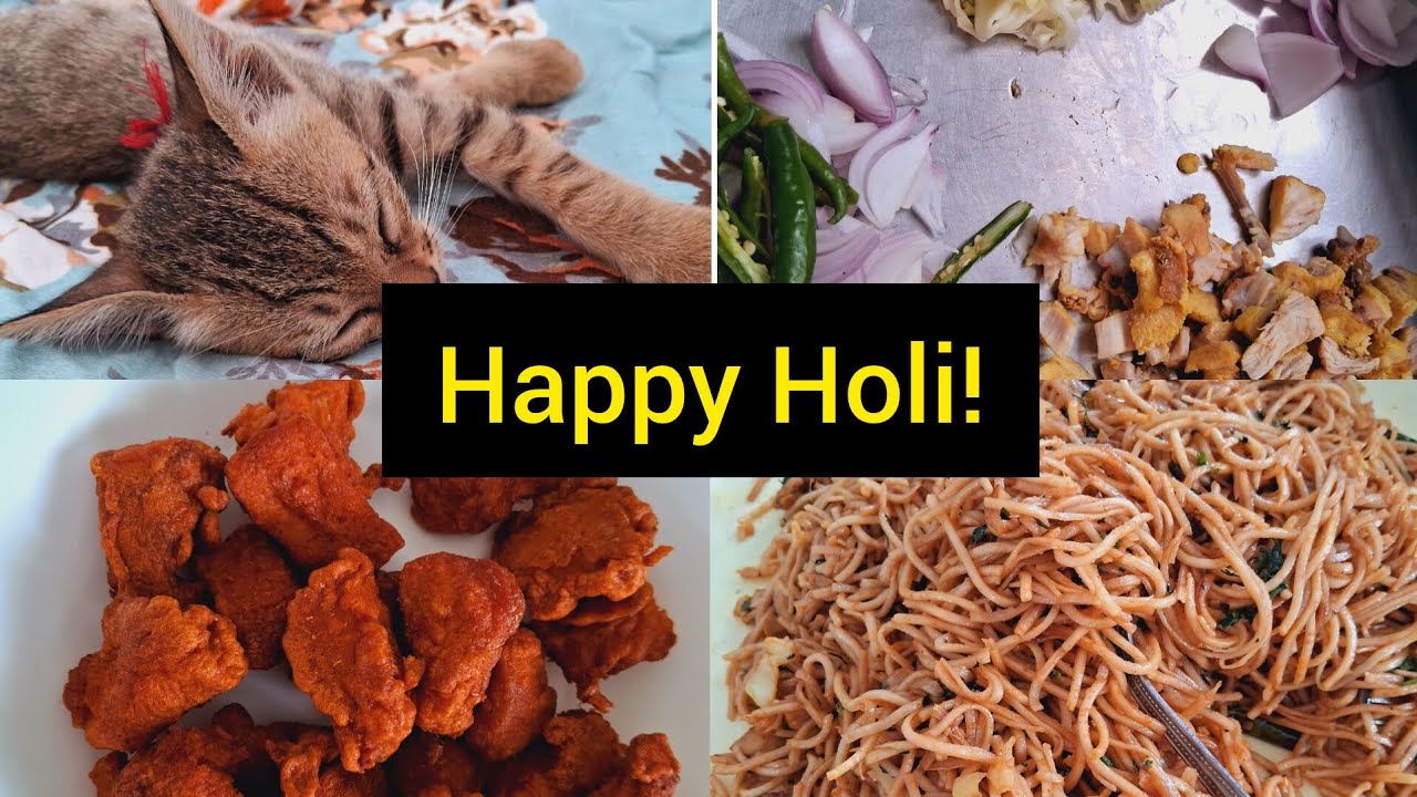 We celebrated Holi by making chicken chowmein! - YouTube