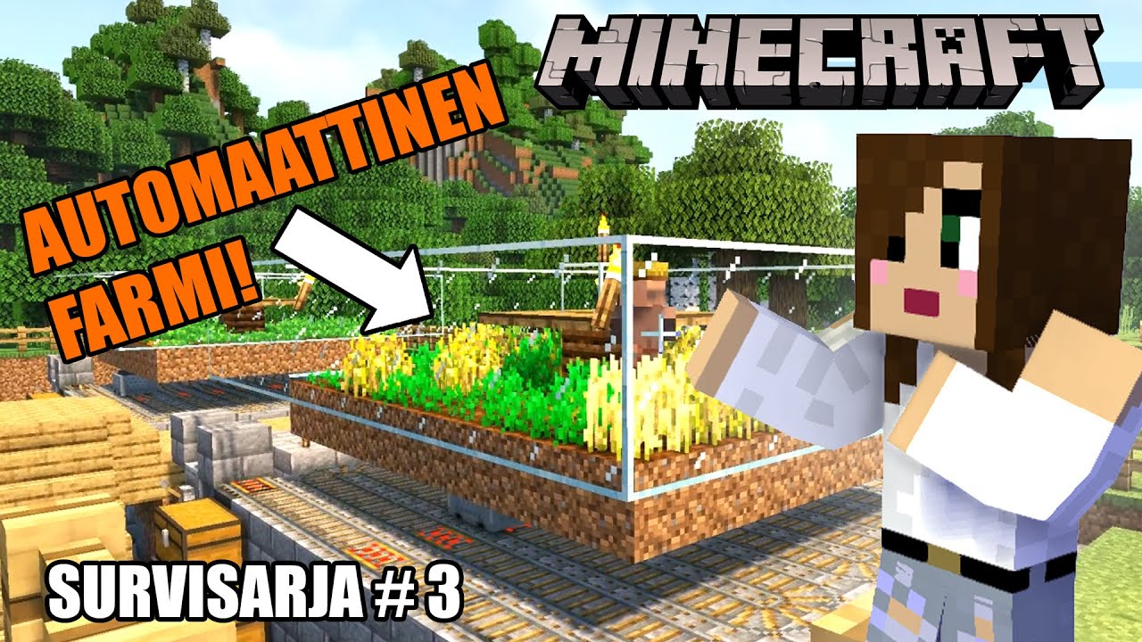 Minecraft Survisarja # 3 - Automaattiset farmit ja lajittelusysteemi - YouTube
