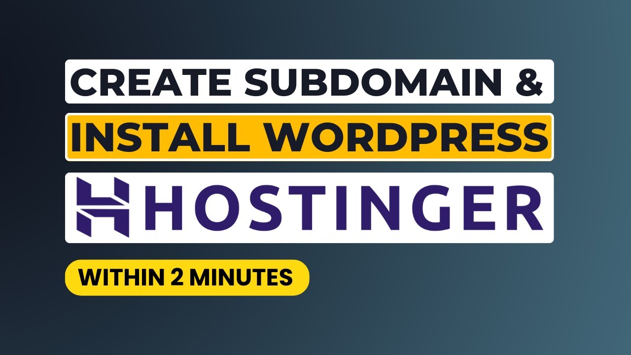 How To Create Subdomain And Install Wordpress In Hostinger Youtube 6525
