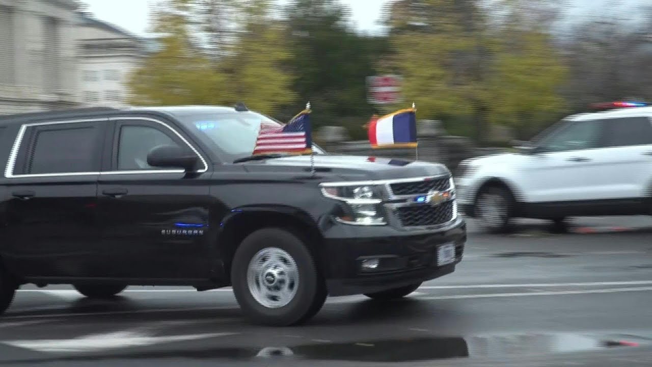 French President Macron arrives by car at Library of Congress | AFP ...