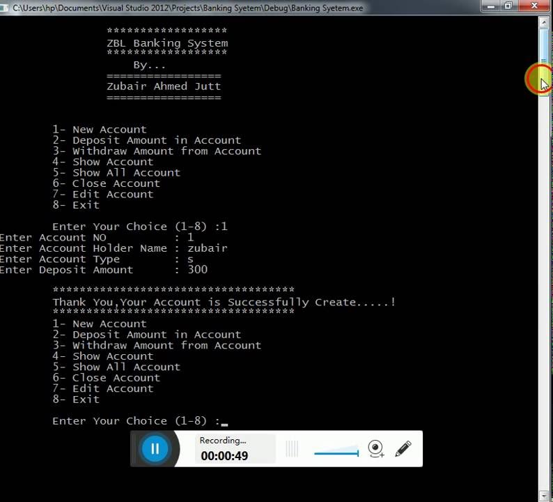 Banking System using C++ - YouTube