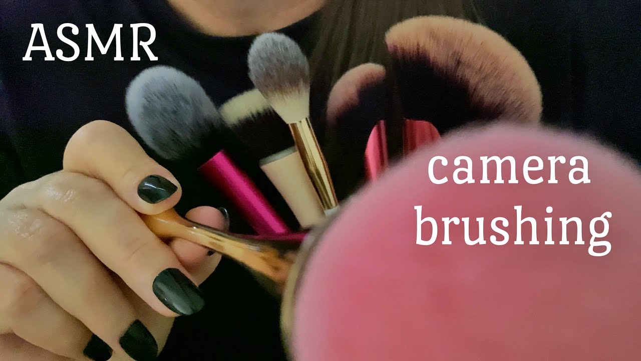 ASMR face/camera brushing you to sleep with tongue clicking (lofi) actual camera touching with ...