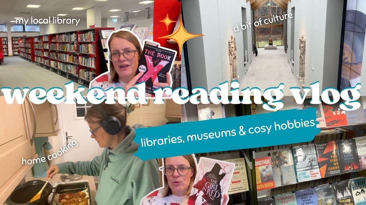 Weekend reading vlog | library haul, book reviews, museum trip & cozy ...