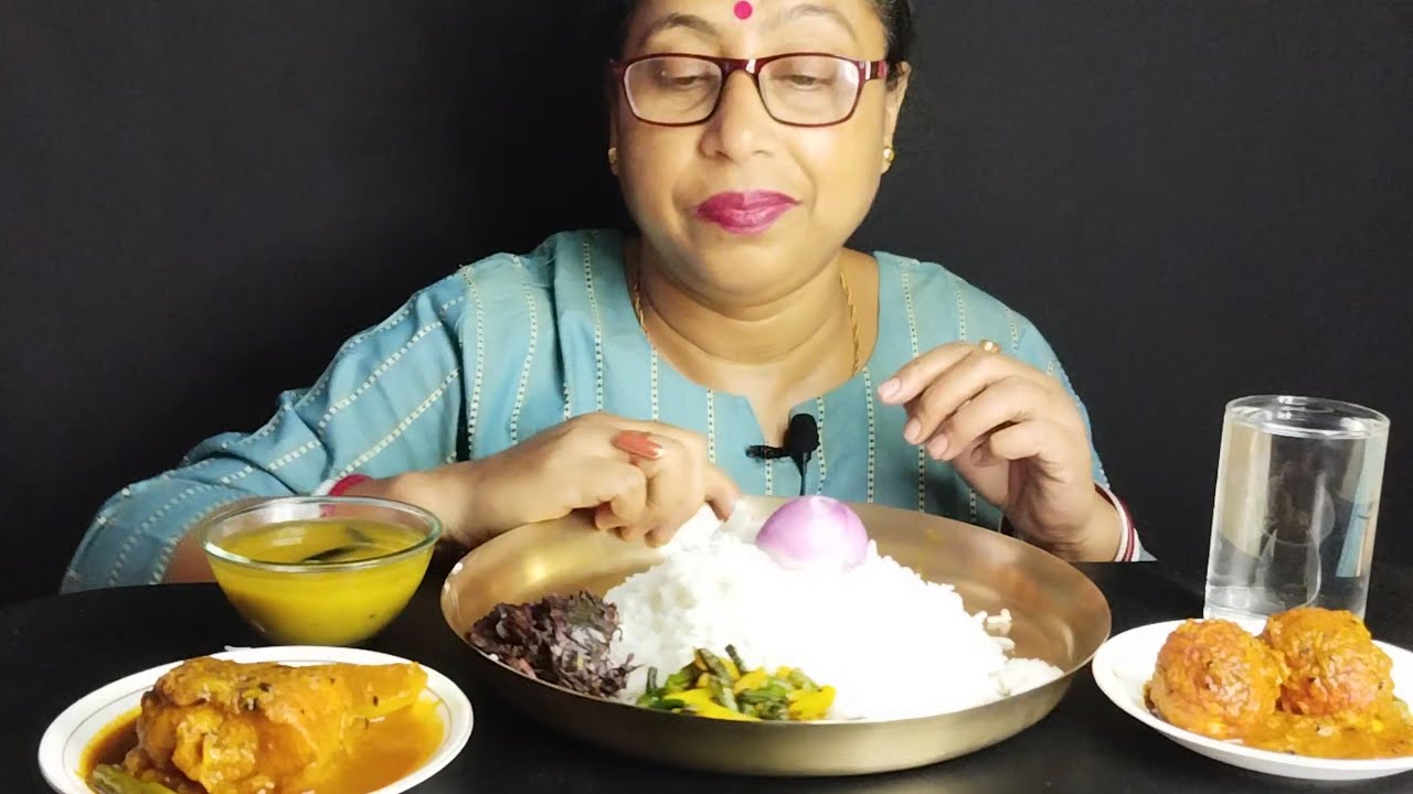 Big Bites Bhat,Lal Sakh😋Alu Vaja,Musur Dal🤤Katol Kalia🔥Duck Egg Curry ...