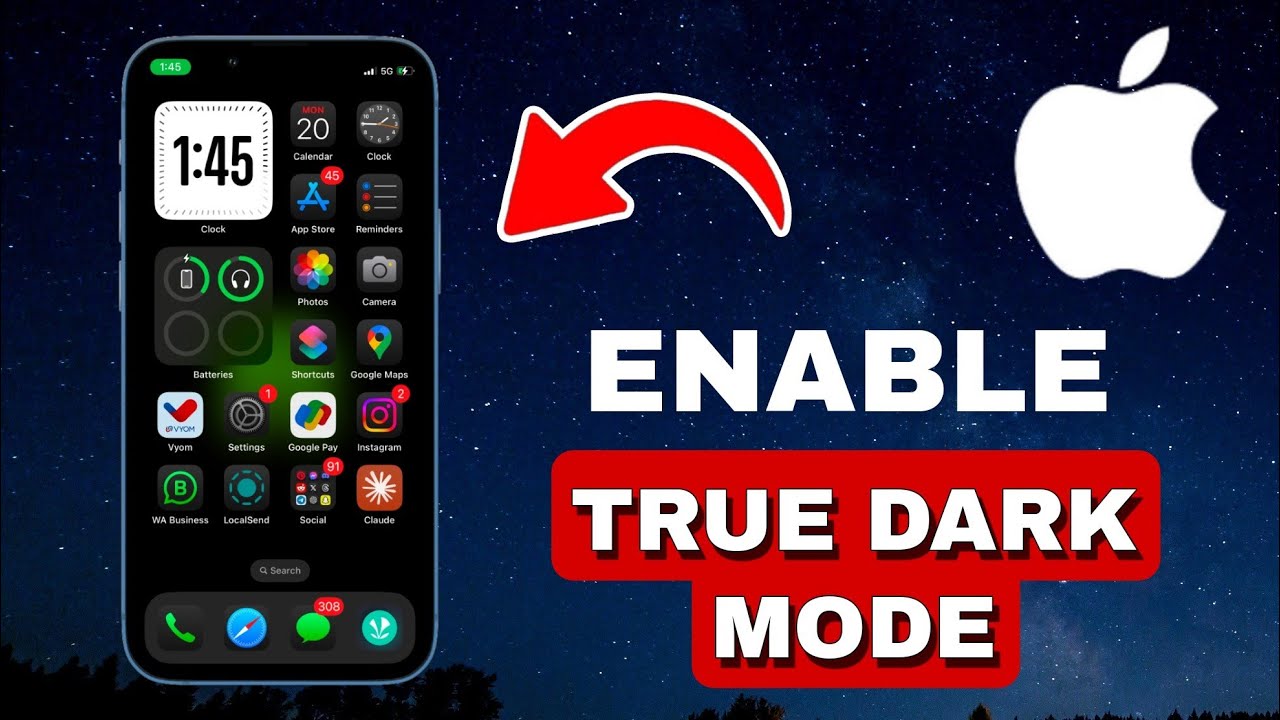 How to Enable True Dark Mode on iPhone (iOS 18) - UPDATED METHOD - YouTube