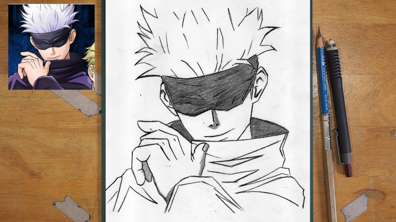 Gojo Cool Pose Drawing Easy | Step by Step Jujutsu Kaisen Tutorial ...