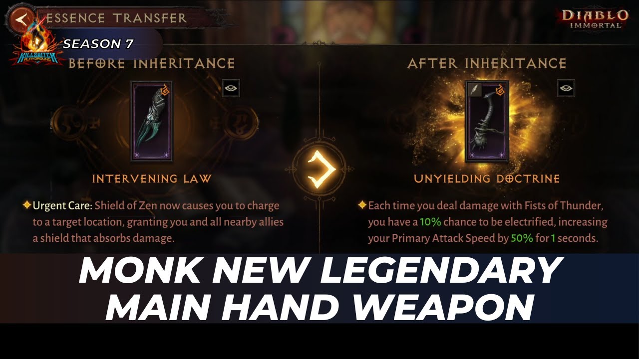 Diablo Immortal - Monk New Legendary Main Hand Weapon Season 7 - YouTube