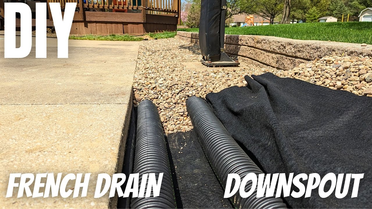 DIY French Drain & Downspout | River Rock | Patio & Yard Drainage ...