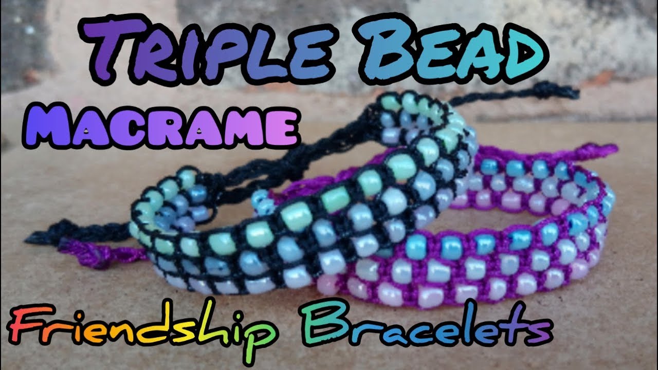 Three Bead Macrame Bracelet Tutorial - YouTube