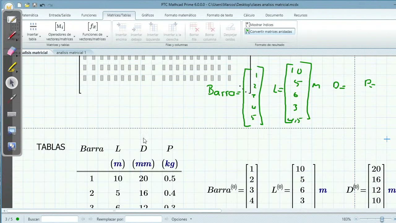 ANALISIS MATRICIAL CON MATHCAD 6.0-CLASE 2 - YouTube