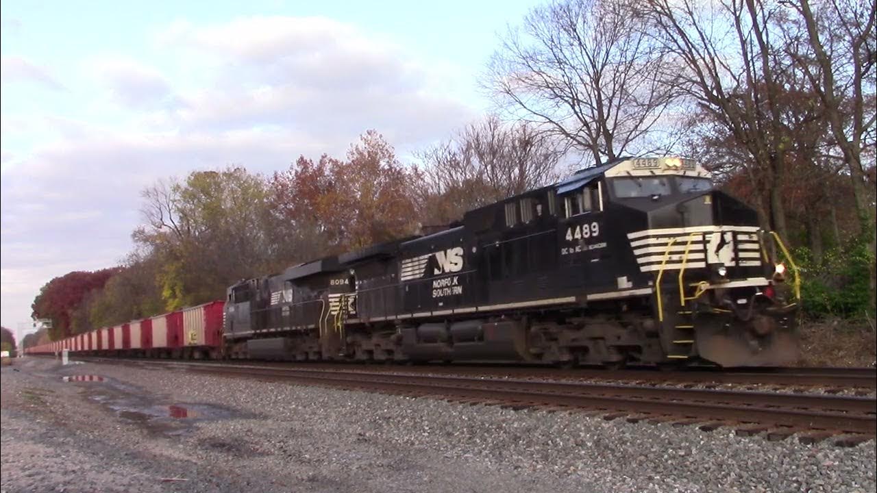 NORFOLK SOUTHERN GE AC44C6M Southbound Herzog Ballast Train - YouTube