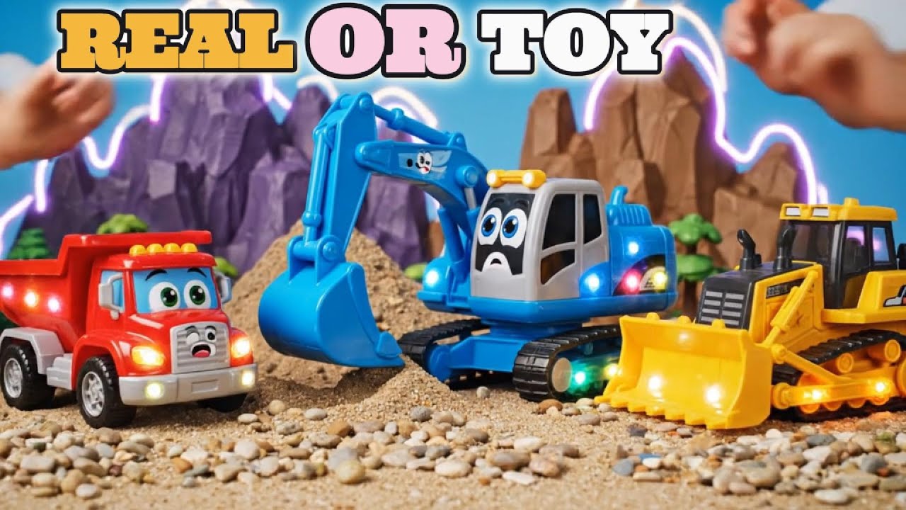Plastic Excavator Toy Digging Rocks and Sand | Satisfying Construction ...